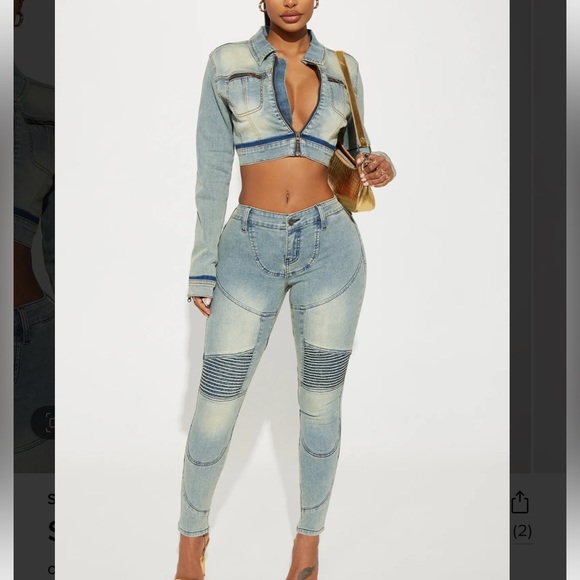 Fashion Nova | Jeans | Fashion Nova Safe Journey Moto Denim Jacket And Skinny Jeans Two Piece ...